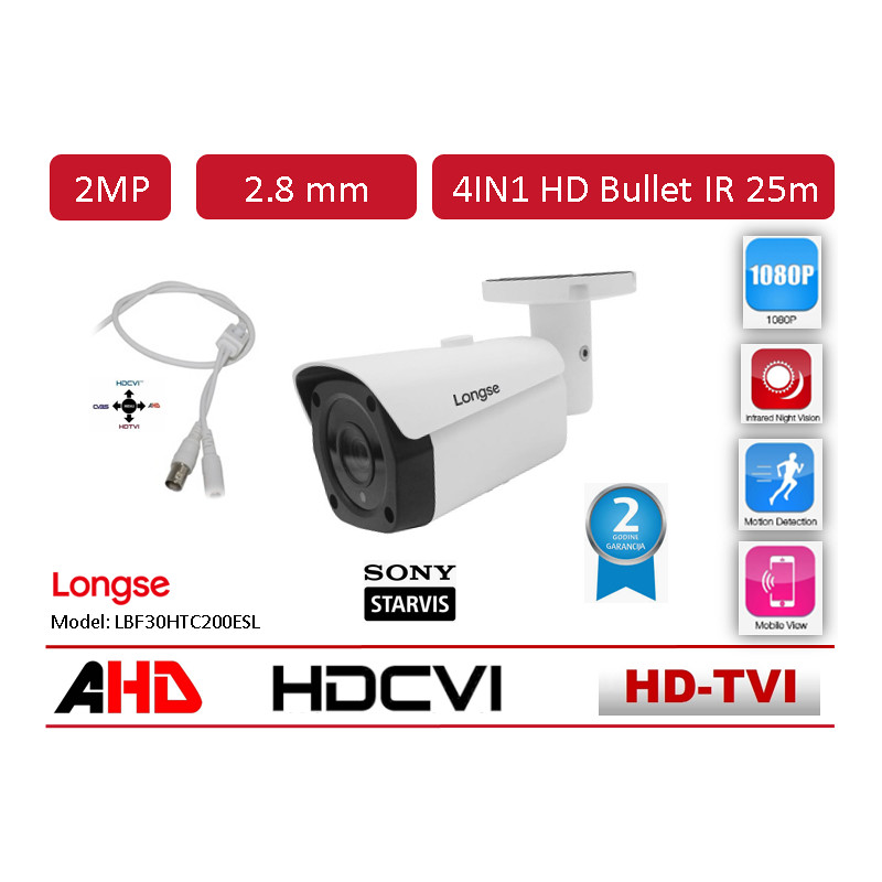 KAMERA BULLET AHD/CVI/TVI/CVBS 2.1MP 2.8MM LONGSE - Video nadzor - OLX.ba