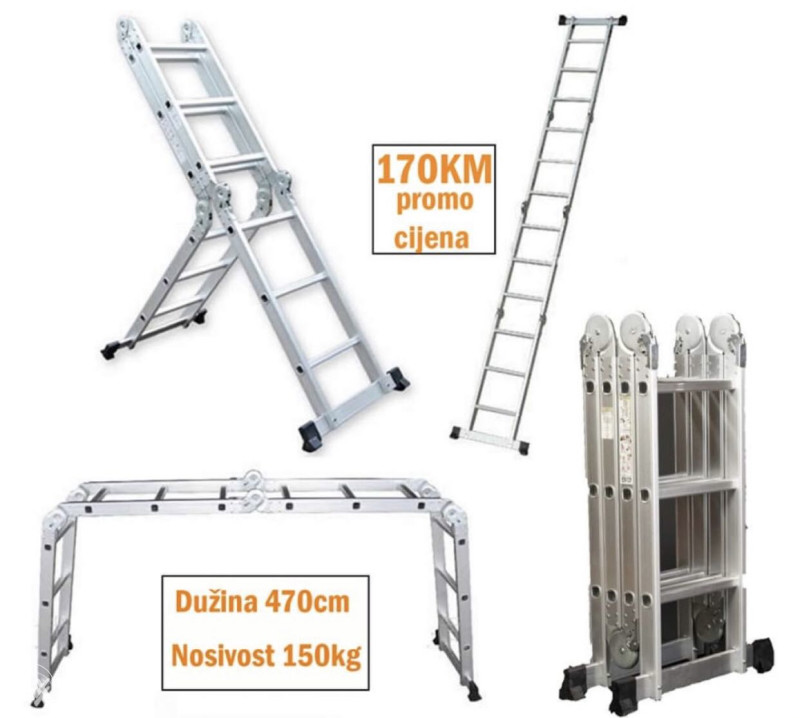 SKLOPIVE ALU LJESTVE 4.7M MERDEVINE LOTRE - Skele i oprema za visinske ...