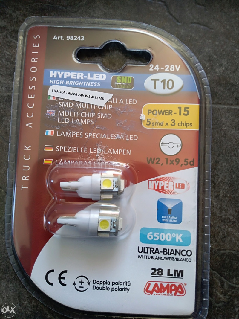 Led sijalice ubodne 24v, T10 - Farovi i Štopke za teretna vozila - OLX.ba